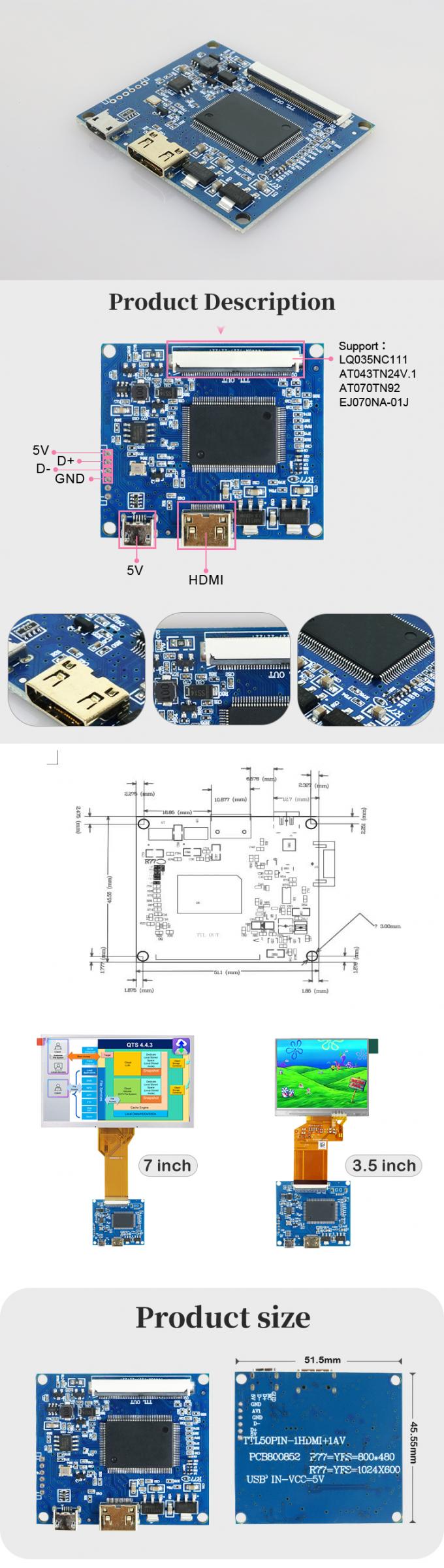 VGA Polcd Universal Lcd Controller Board Customized TTL RGB 40 Pin 50 ...