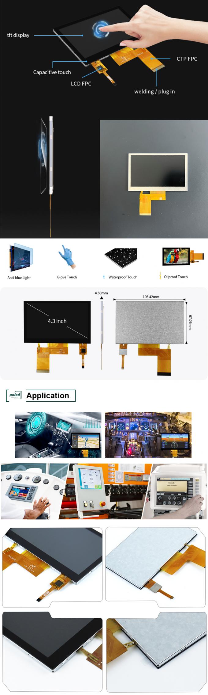 Polcd RGB 24 Bit Display 4.3 Inch ST7262E43 800x480 TFT Touch Screen