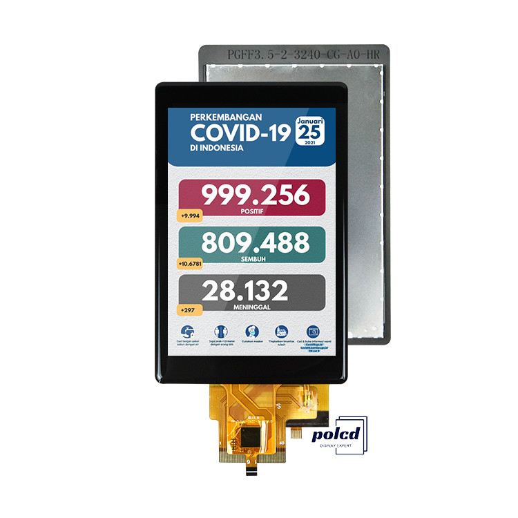 Polcd Custom 3.5 Inch 320x480 Capacitive Touch Panel 500nit ST7796U IPS Tft Lcd Display Module