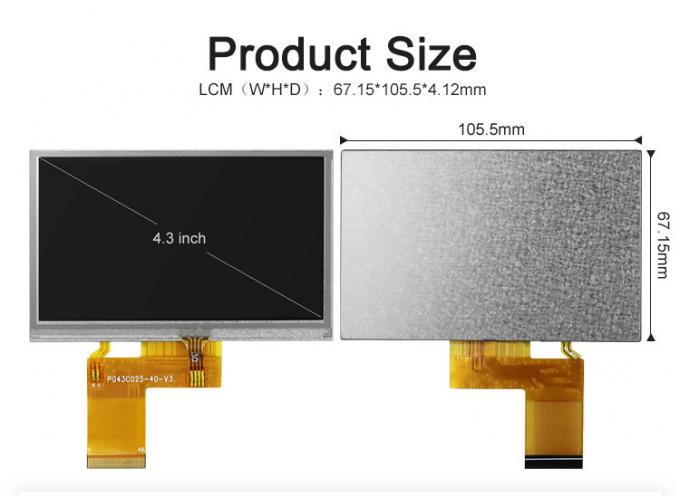 Polcd RGB 24 Bit 4.3 Inch Tft Lcd Display 480x272 Industrial Touch Screen